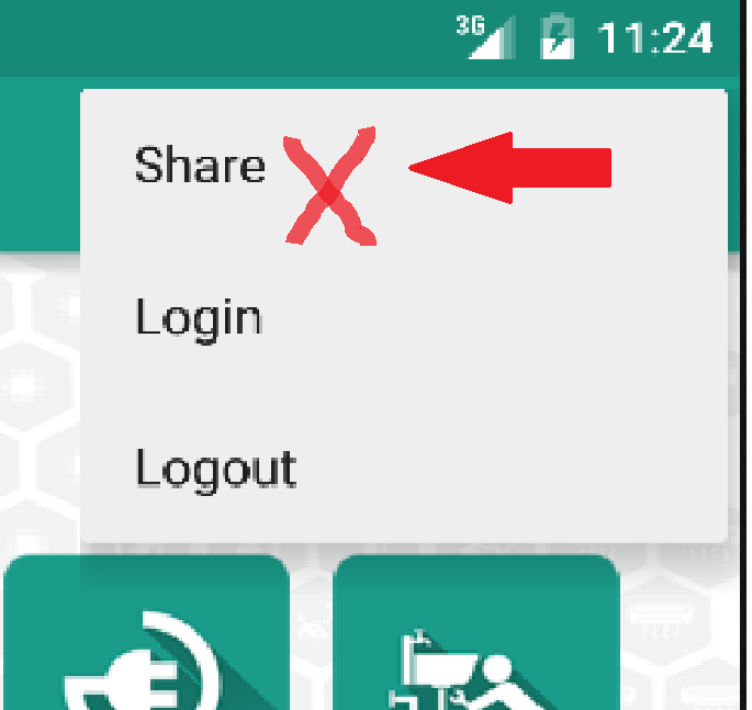 Android Hide Some Item In Main Menu According To The Example Image Stack Overflow